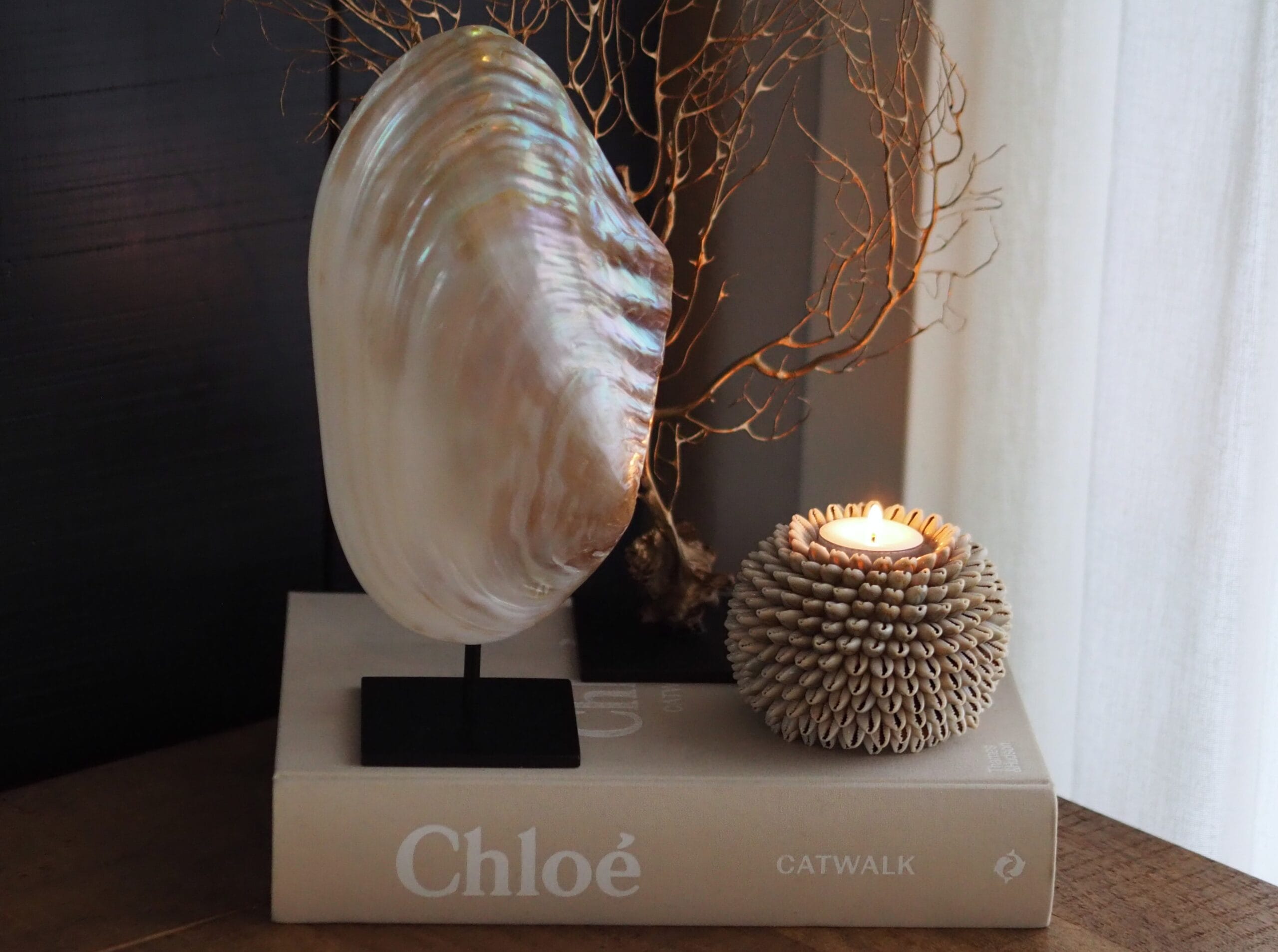 Parelmoer schelp op standaard - Woon Chique